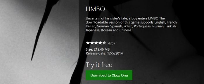 LIMBO Now Available for Free on Xbox One