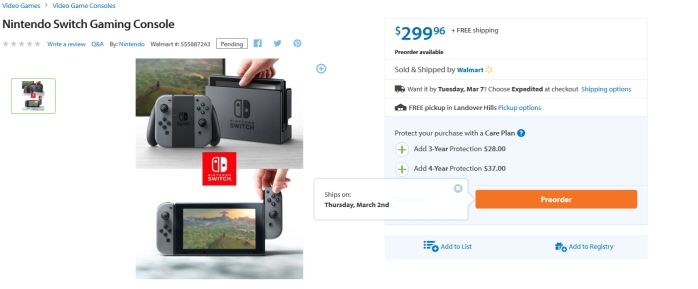 Nintendo Switch Now Available for Pre-Order on WalMart Site