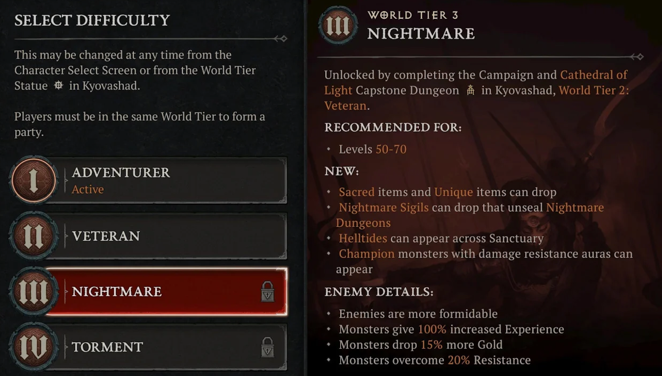 Diablo 4: How to Change the World Tier