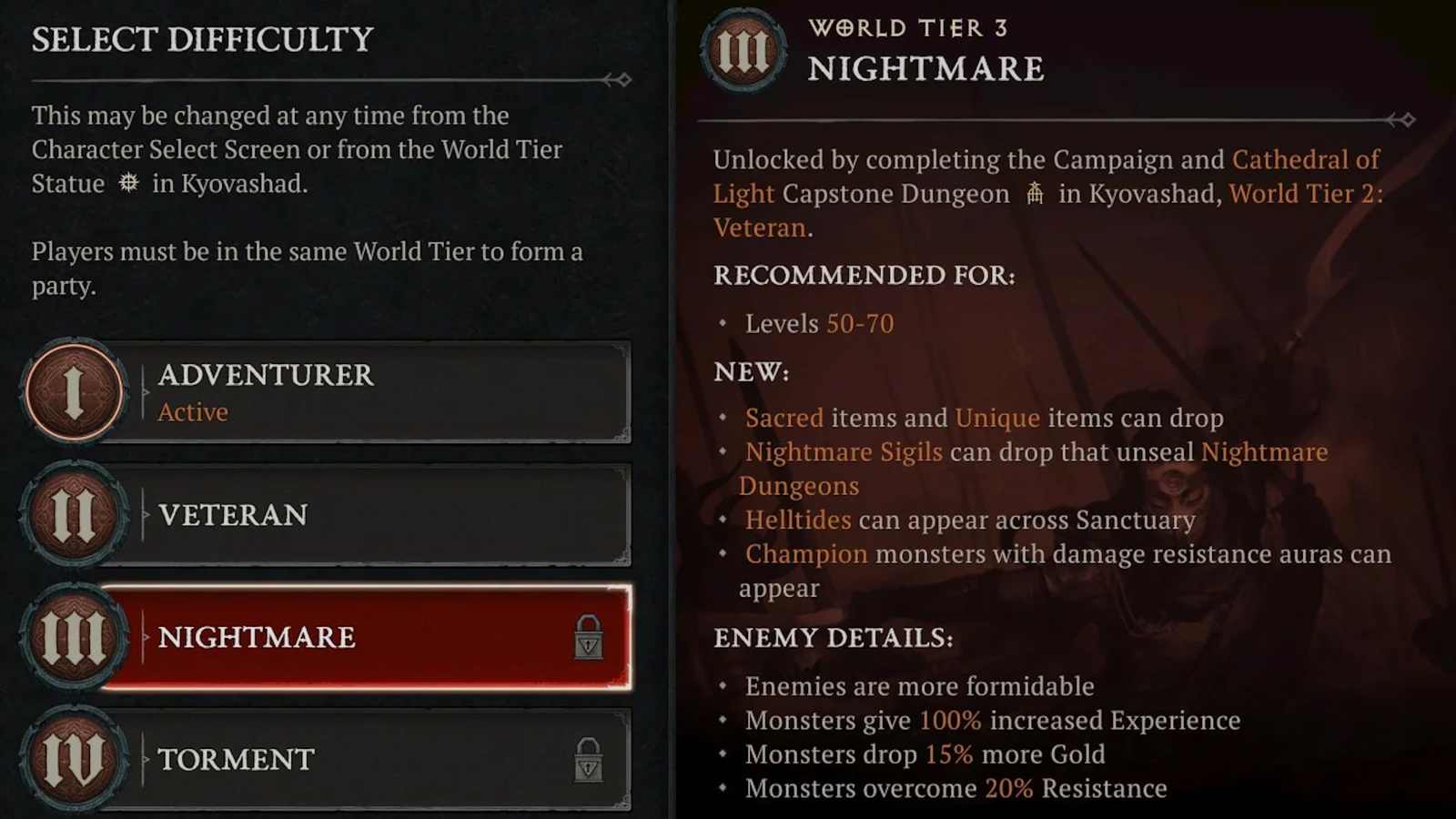 Diablo 4: How to Change the World Tier