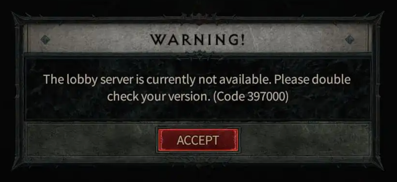 Diablo 4 Error Code 397000 - Explained